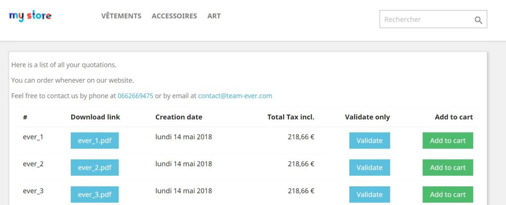 Module de devis gratuit pour Prestashop